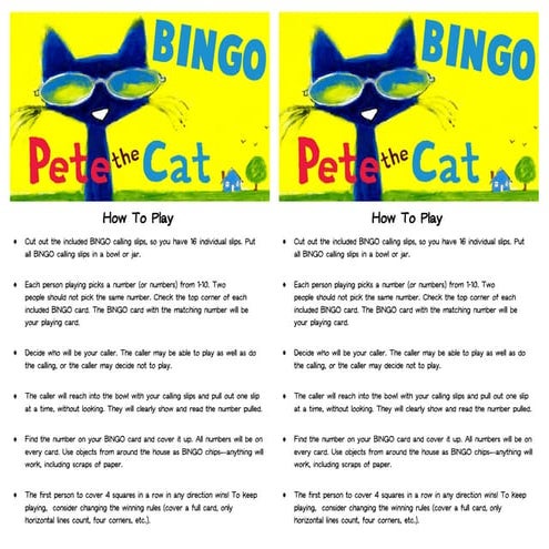 Pete the Cat BINGO | PPT