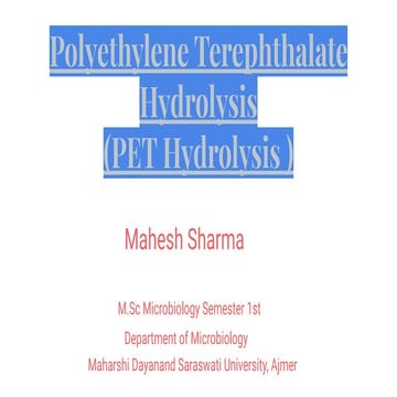 PET Hydrolysis (polyethylene terepthalate Hydrolysis) | PDF