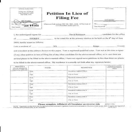 Petition In Lieu Of Filing Fee | PDF