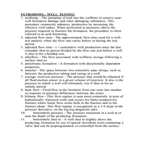 Petrobowl Well Testing Study Questions | DOCX