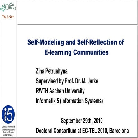 Self Modeling And Self Reflection Of E Learning Communities Ppt