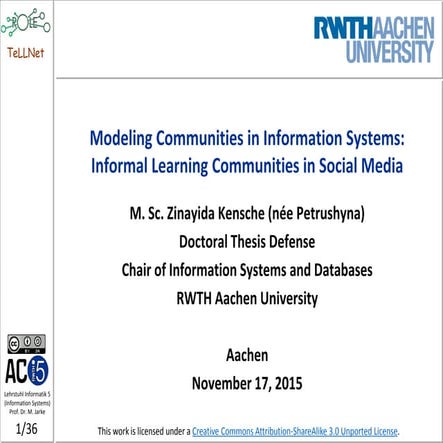 Modeling Communities in Information Systems: Informal Learning ...