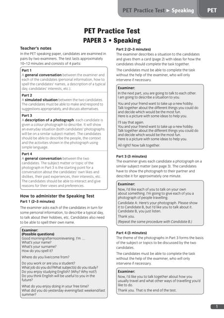 Pet speaking exam | PPT