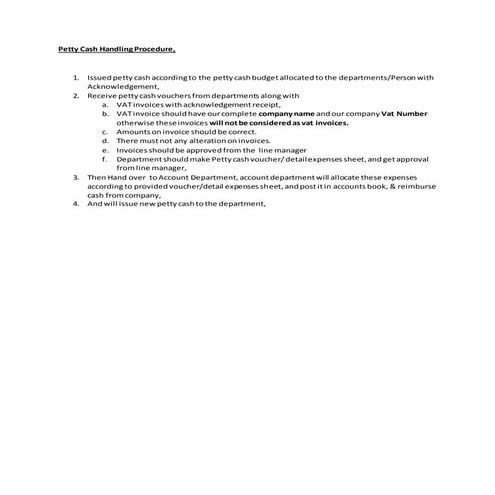 Petty cash handling procedure | DOCX