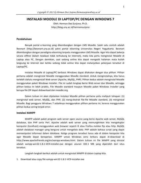 Step step instalasi moodle | PDF