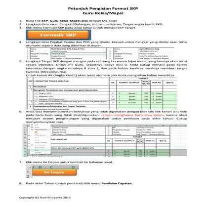 Petunjuk pengisian format skp guru | PDF