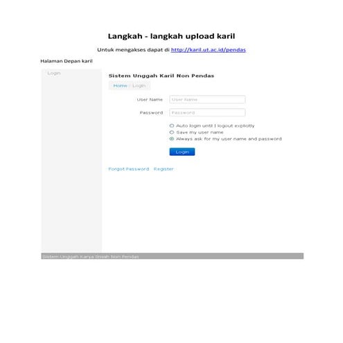 Petunjuk unggah karil | PDF