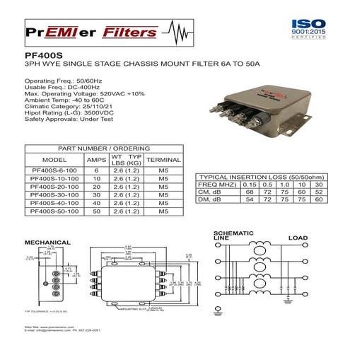 MIL/COTS Single Phase CHASSIS MOUNT FILTER 5A TO 20A | PDF