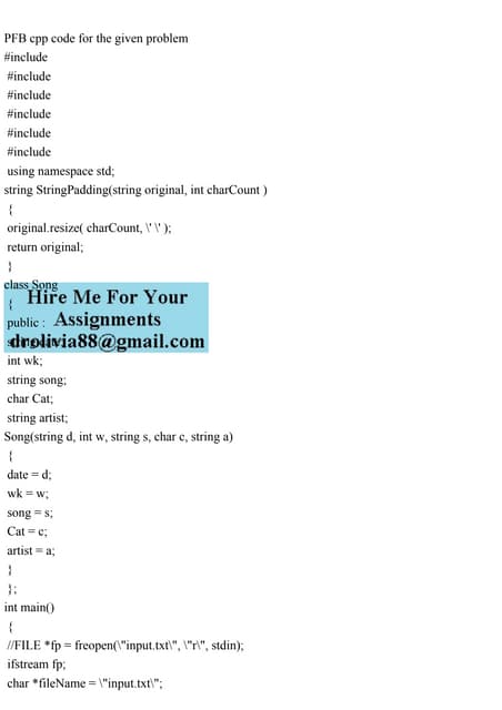 Pfb Cpp Code For The Given Problem Include Iostream Include Pdf
