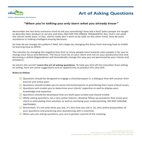 BETTER QUESTIONS IN A SALES MEETING FOR SUCCESSFULLY CLOSING THE SALES ...