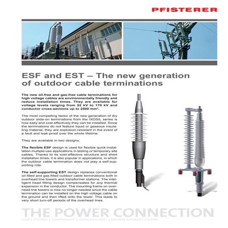 Pfisterer ESF & Pfisterer EST - High Voltage Dry Outdoor Cable ...