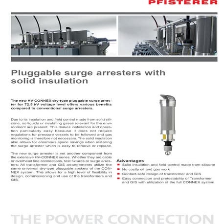 Pfisterer Surge Arrester - Pfisterer HV-CONNEX High Voltage Surge ...