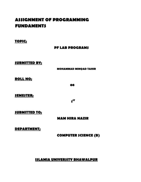 Pf Lab Assignment Pdf