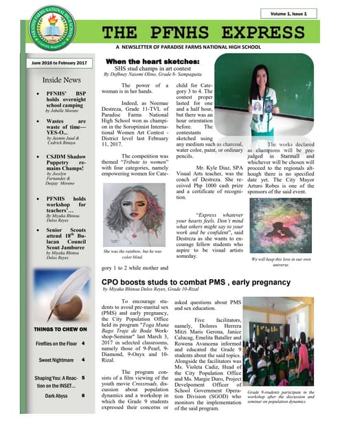 Adult Child (PFNHS Campus Feature Article) | PDF