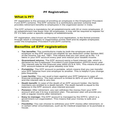 PF Registration.pdf | Government Support and Welfare | Financial Assistance