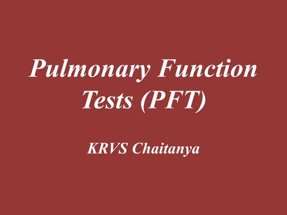 Pulmonary function test | PPT