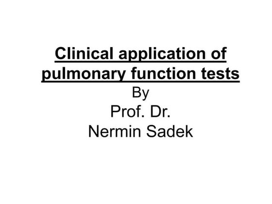 Pulmonary Function Test | PPTX | Lung and Respiratory Health | Diseases ...