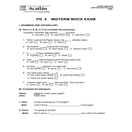 Pg 5 midterm mock exam ef | PDF
