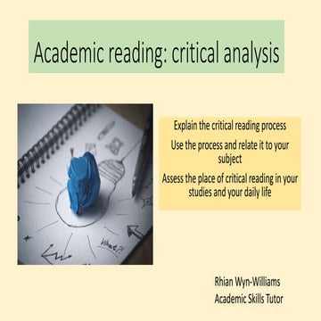 Pg academic reading critical analysis | PPTX