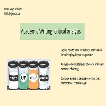 Pg academic writing critical analysis | PPT