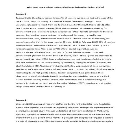 Pg academic writing critical analysis - activity | PDF