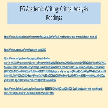 Pg academic writing critical analysis - readings | PPTX