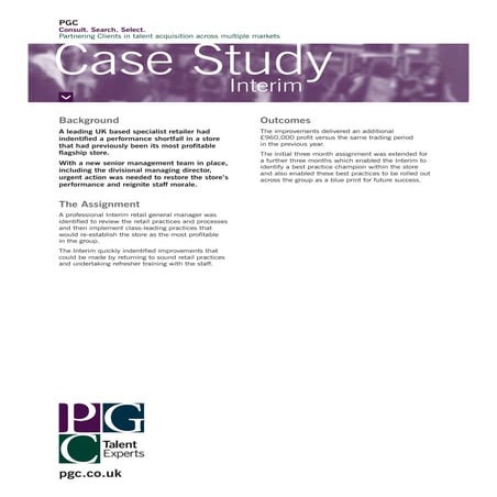 Pgc case study interim gm retail | PDF