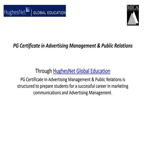PG Certificate in Advertising Management & Public Relations | PPT