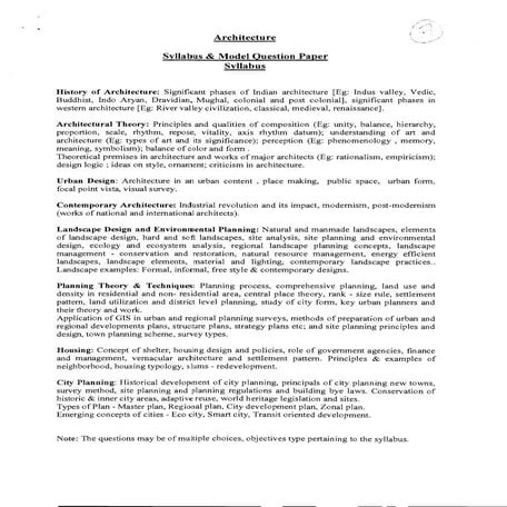 Karnataka PGCET Architecture 2018 syllabus | PDF