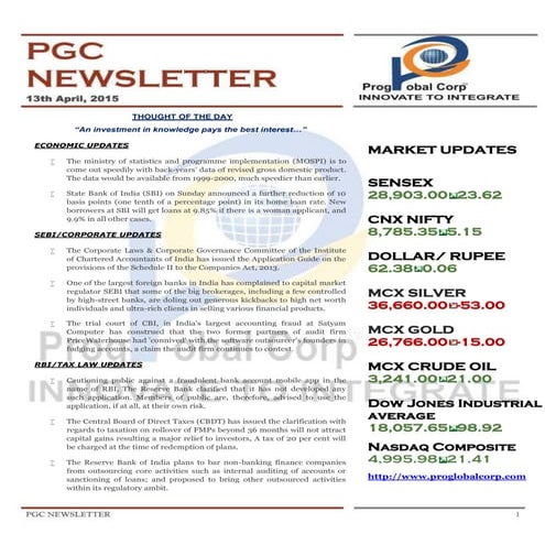 Newsletter dated 13th April, 2015 | PDF | Business Banking & Finance ...