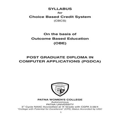 PGDCA - Syllabus PGDCA syllabus includes first sem and second sem | PDF