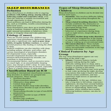 SLEEP DISTURBANCES - PGDEI DOCX insomnia , catalepsy, narcolepsy | DOCX