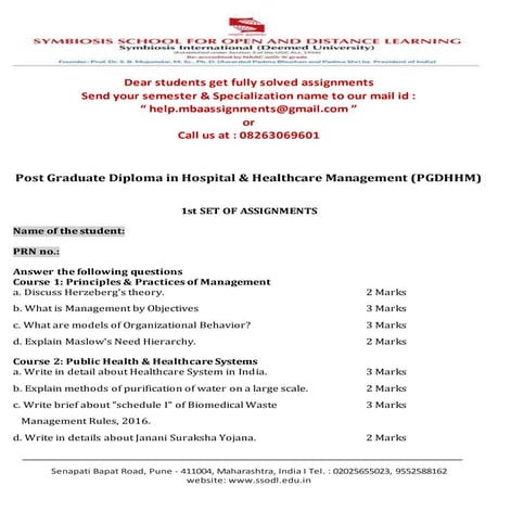 Pgdhhm sem 1 assignment 1 | PDF