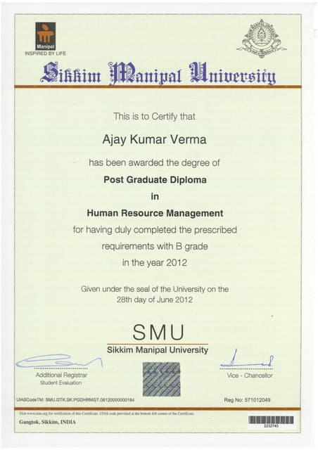 BBA Certificate - Sikkim Manipal University | PDF | Business ...