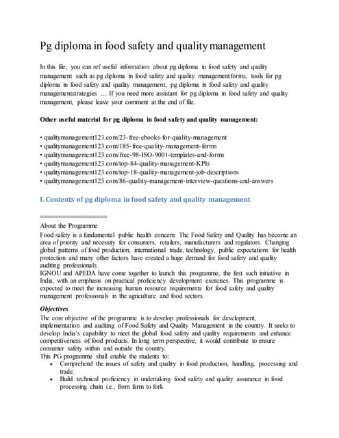 Quality and food safety management | PPT | Food Industry | Industries