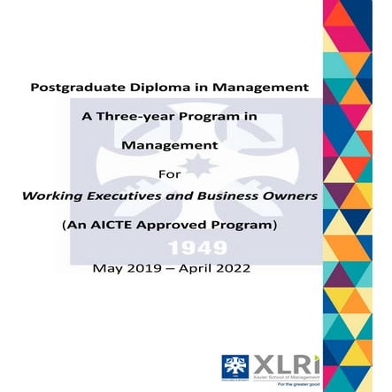 XLRI Postgraduate Diploma in Management Brochure (3 year program, part ...