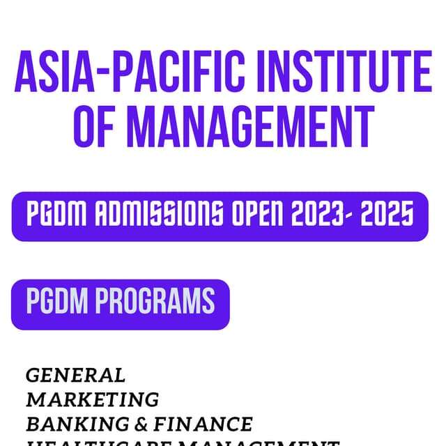 PGDM Courses - Admission Open 2023-25 | PDF