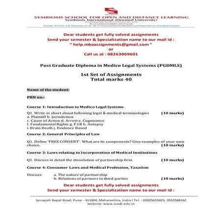 Pgdmls sem 1 assignment 1 | DOCX | Law