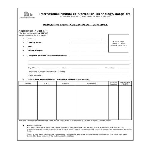 Pgdsd applicationform | PDF