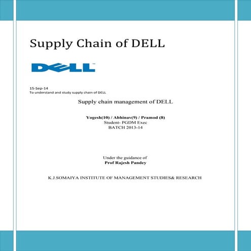 Supply chain of Dell | DOC | Logistics | Business