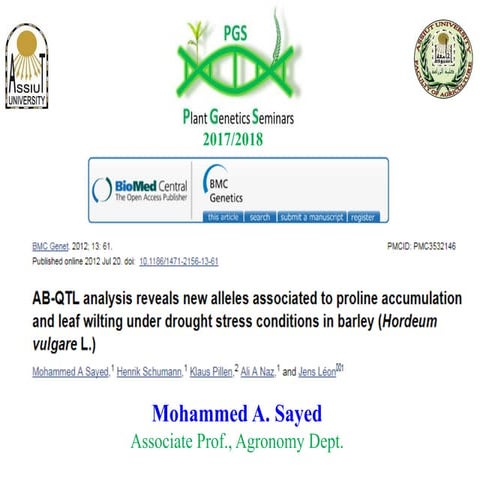 AB-QTL analysis reveals new alleles associated to proline accumulation ...