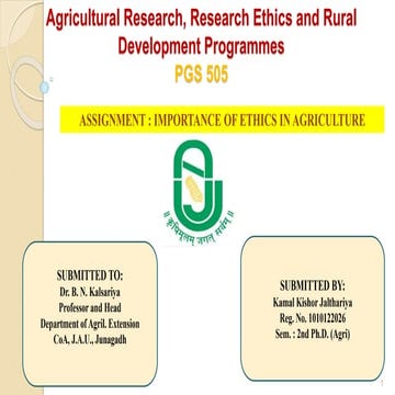Assignment on Importance of ethics in agriculture | PPTX