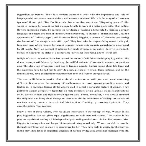 Pgymalion by bernard shaw | DOCX