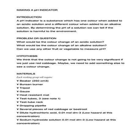 pH indicator experiment | PPTX