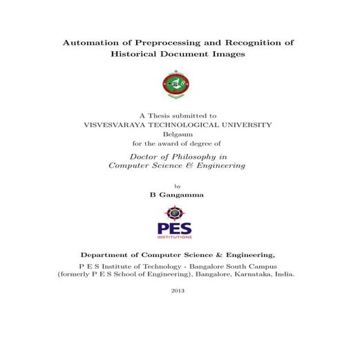 Automation of Preprocessing and Recognition of Historical Document ...