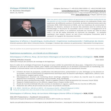 Philippe Perrier - Sr Business Developer DACH EU NAFTA (CV) | PDF