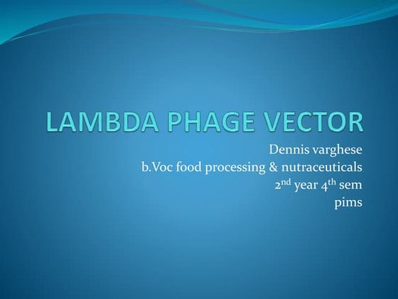 lambda cloning vector | PPT