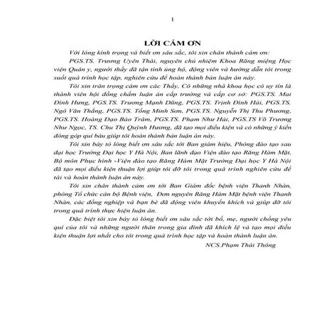 Luận án: Điều trị mất răng loại Kenndy I và II bằng hàm khung, HAY | PDF