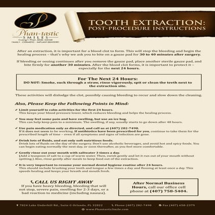 DentalCare @ Memorial Southwest post-op instructions | DOC