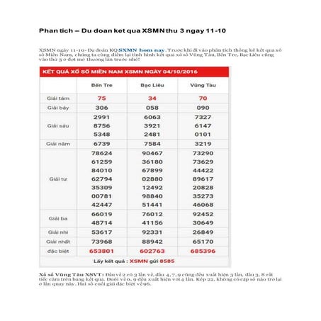 Phan tich du doan ket qua xsmn ngay 11-10 | PDF